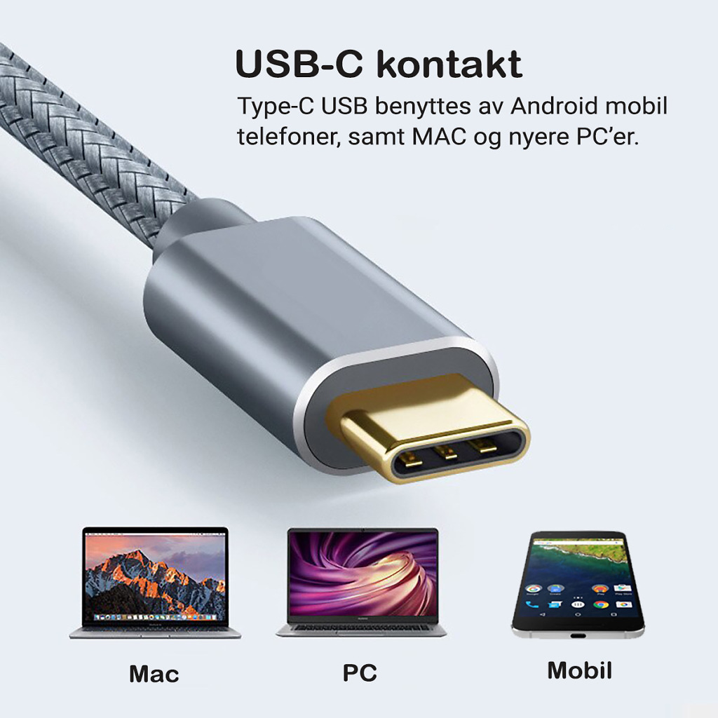 USB-C til USB-B kabel – Hifisentralen nettbutikk